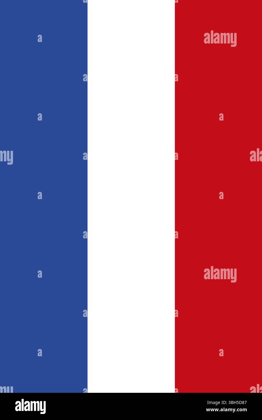 Vertical French flag. Official state symbol of country Stock Photo - Alamy