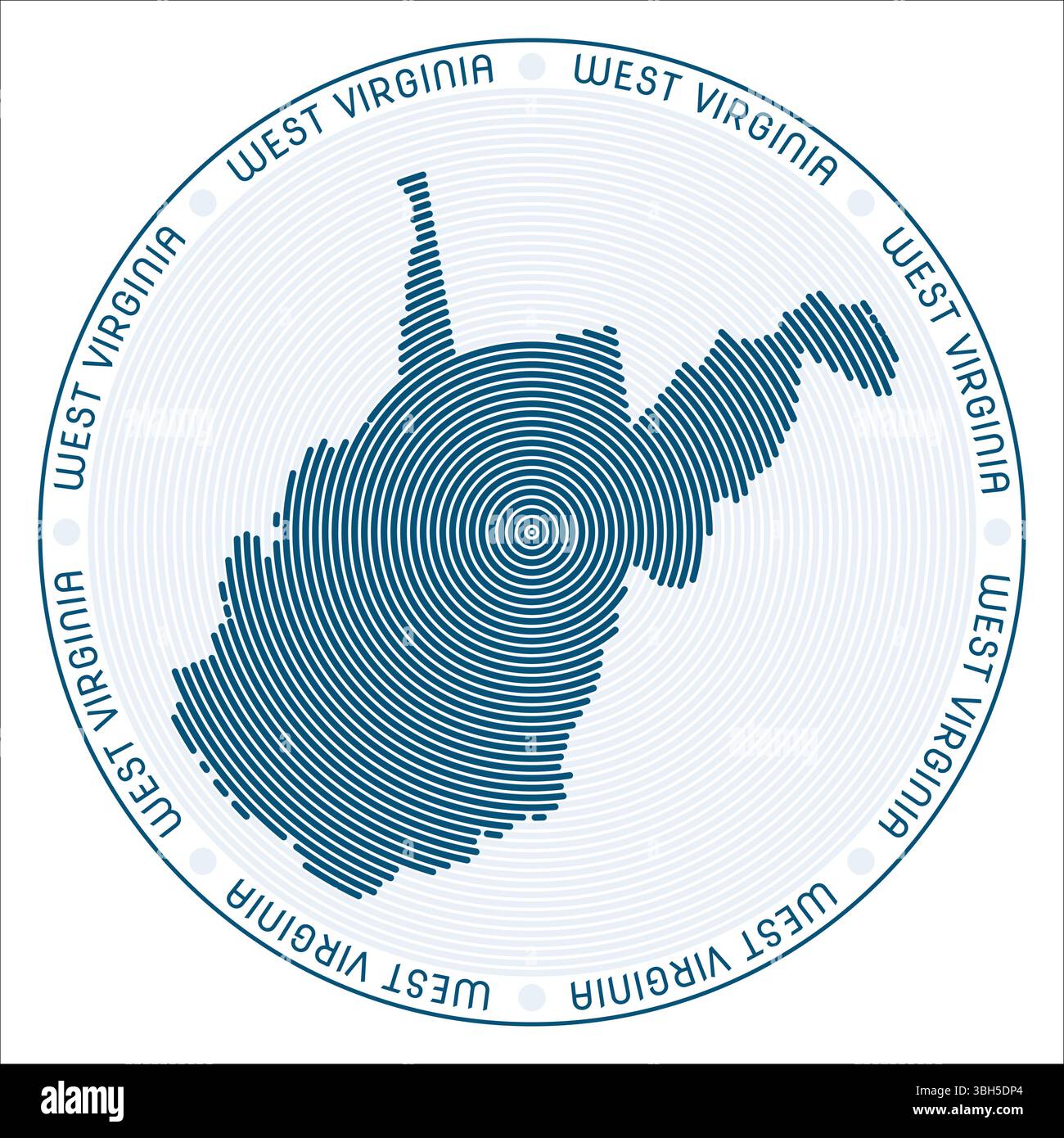 West Virginia round logo design. State shape build of rings. West ...