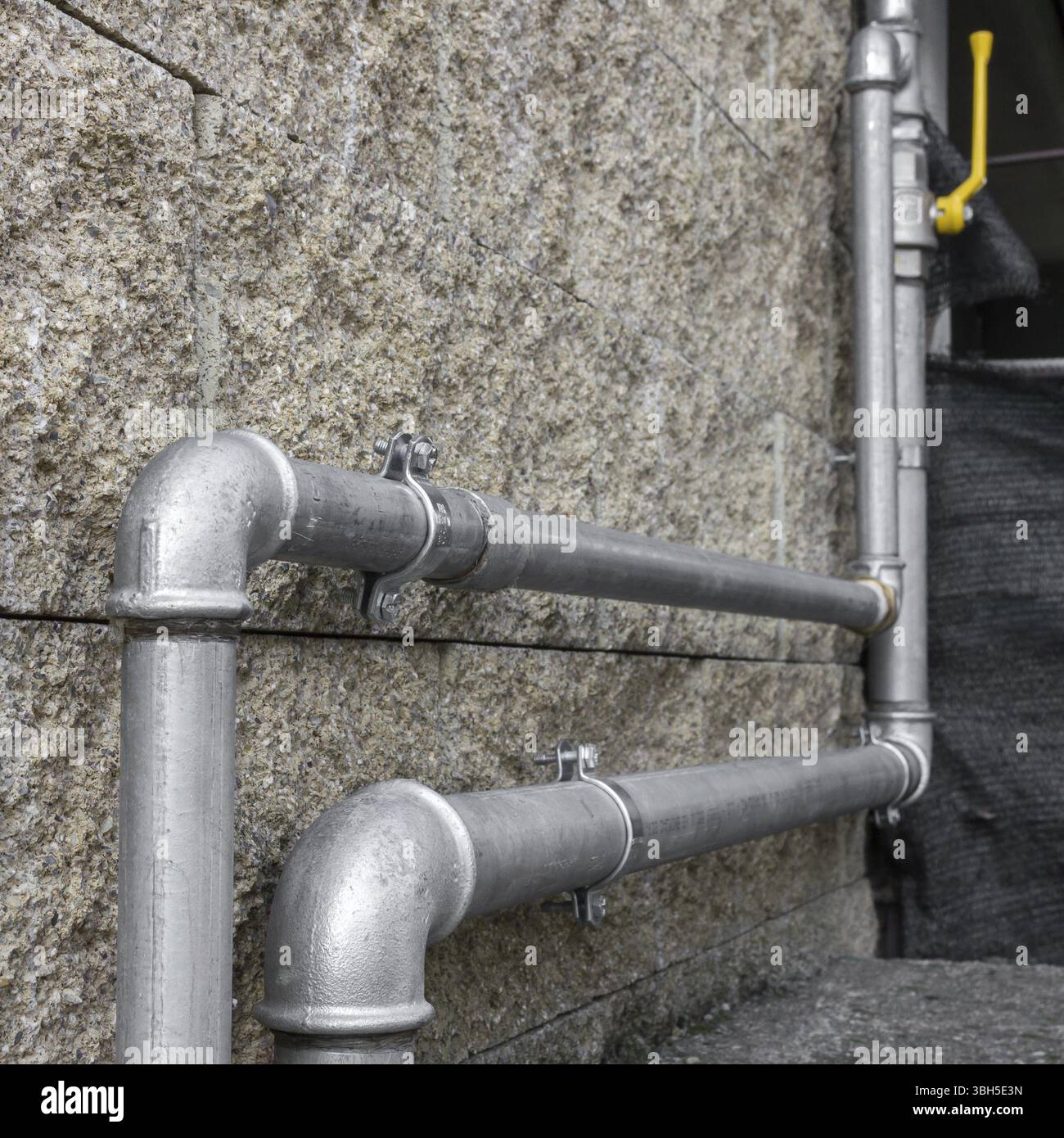 Pipes of a external heating system for distribution domestic gas Stock ...