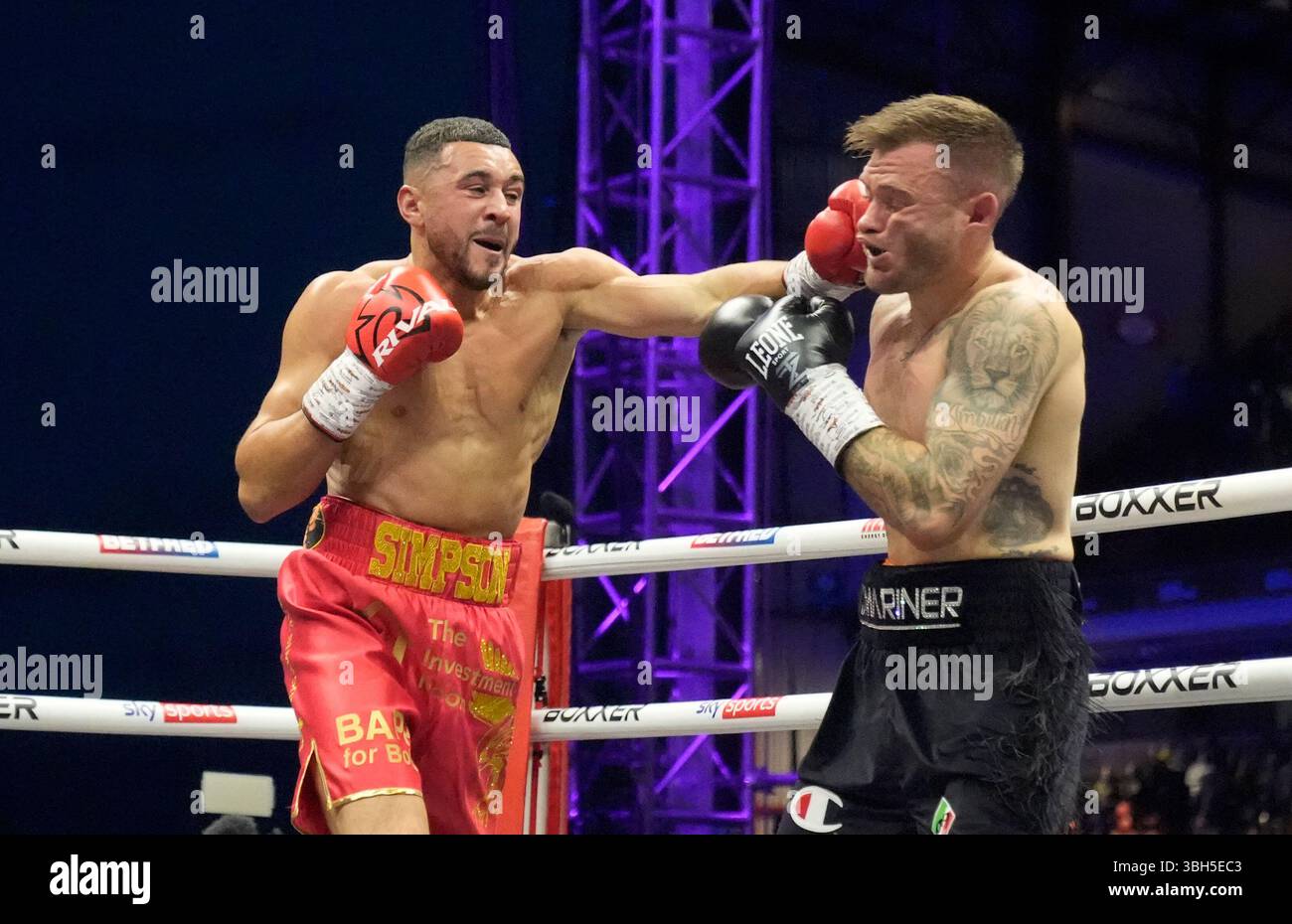 Callum Simpson (left) in action against Ivan Zucco (right) for the ...