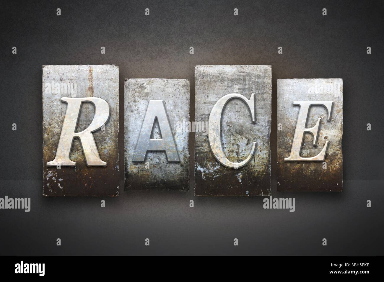 The word RACE written in vintage letterpress type Stock Photo - Alamy
