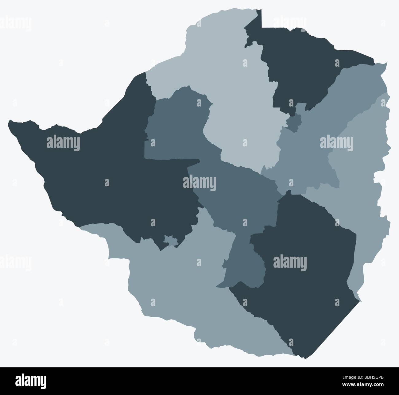 Map of Zimbabwe with regions. Just a simple country border map with ...