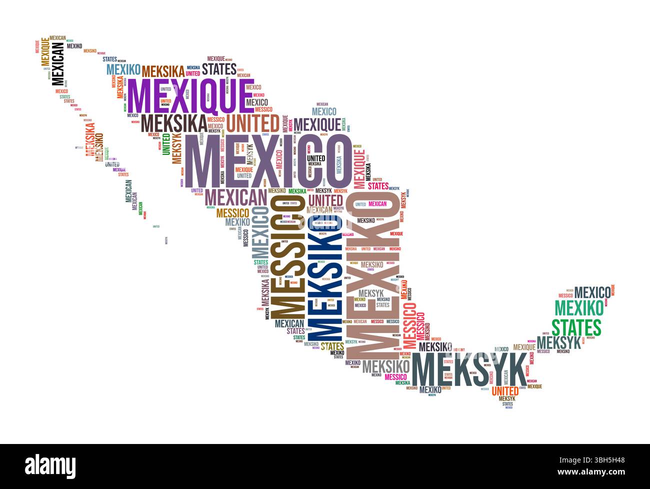Mexico country shape word cloud. Typography style country illustration ...