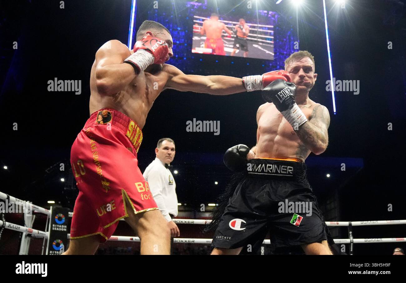Callum Simpson (left) in action against Ivan Zucco (right) for the ...