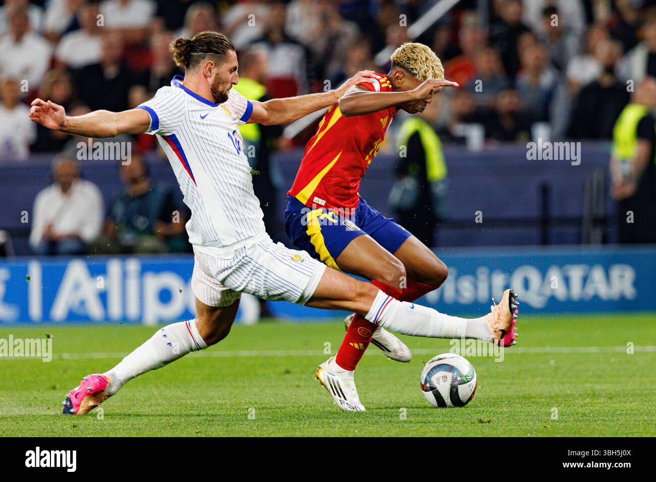 Adrien Rabiot and Lamine Yamal seen during UEFA Nations League 2025 ...