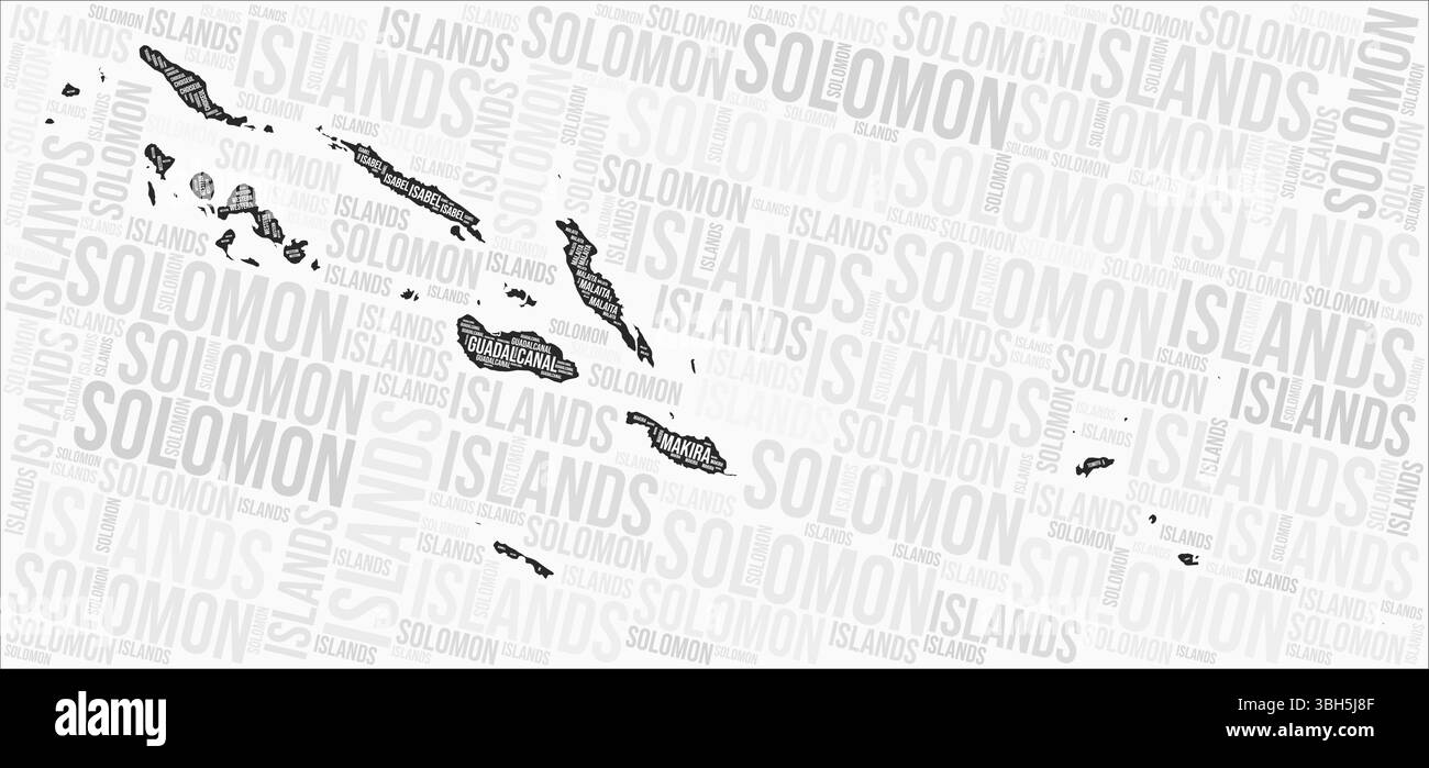 Solomon Islands regions map word cloud. Solomon Islands region names ...