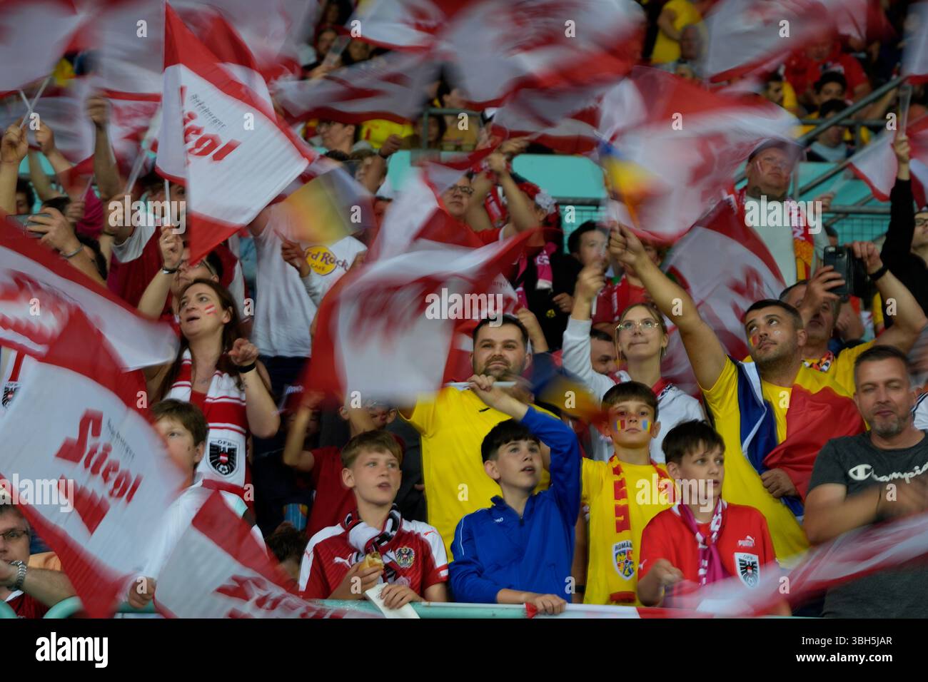 VIENNA, AUSTRIA - JUNE 7: Fans of Austria and Romania during the FIFA ...