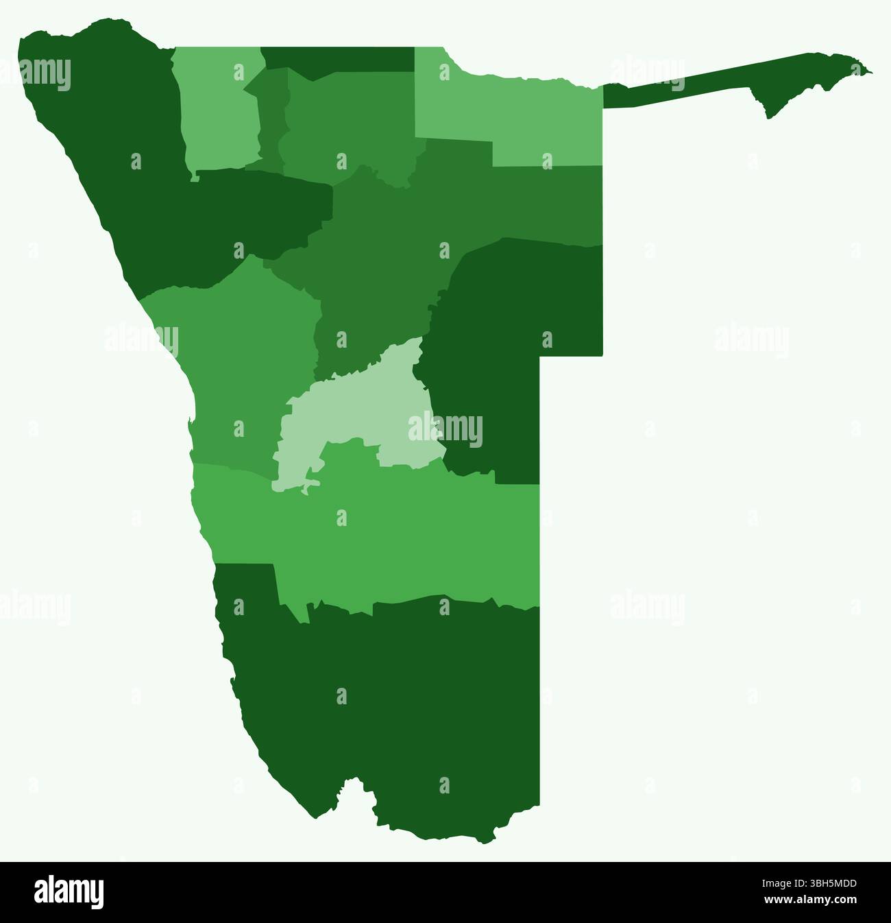Map of Namibia with regions. Just a simple country border map with ...