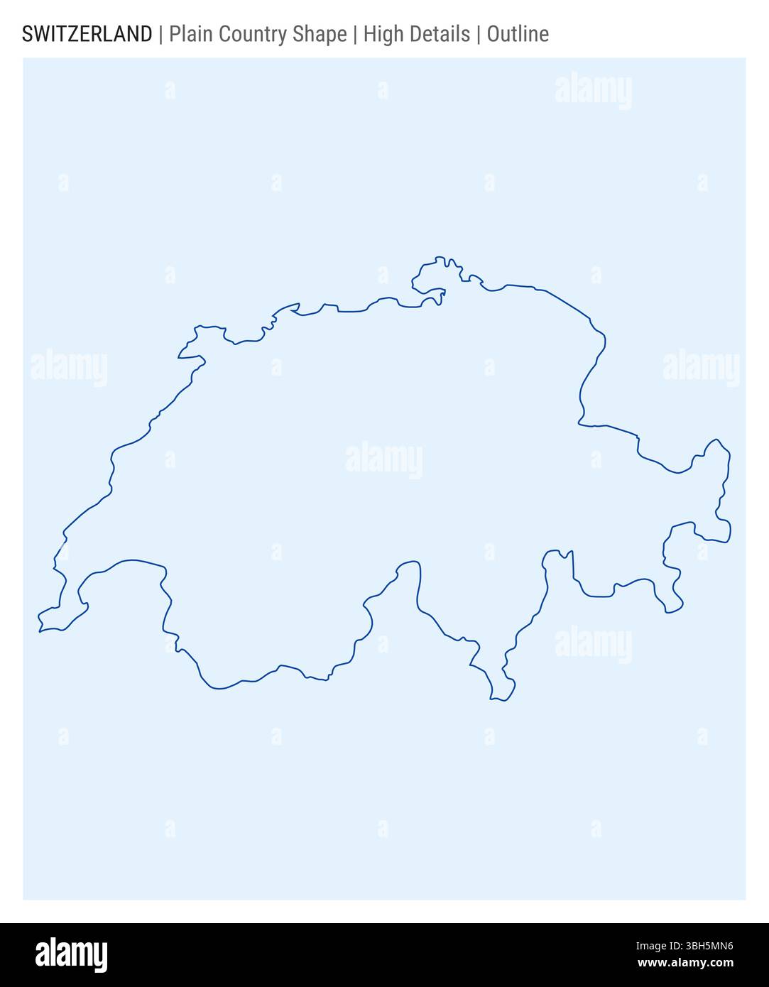 Switzerland plain country map. High details. Outline style. Shape of ...