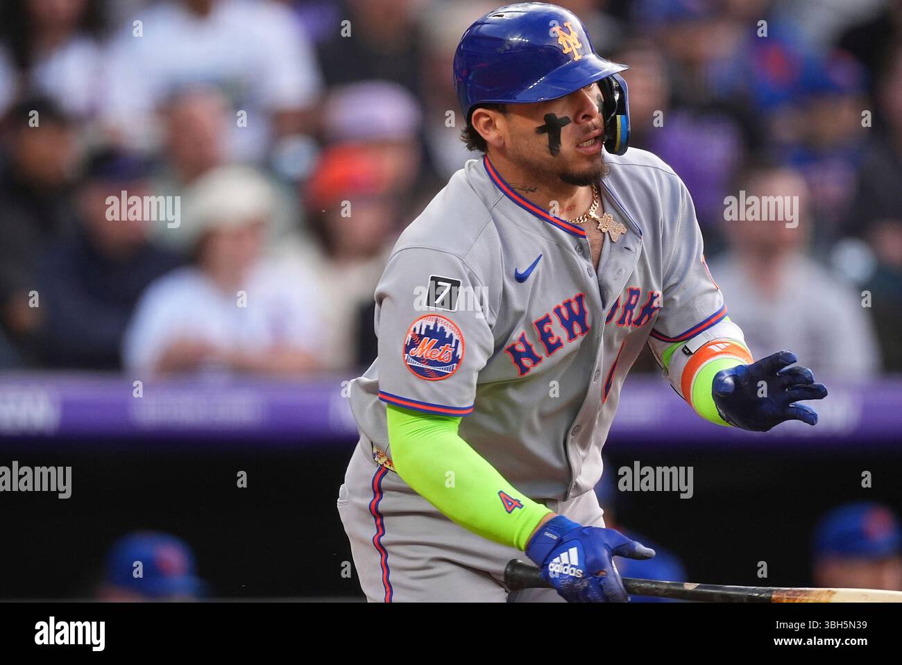 New York Mets catcher Francisco Alvarez (4) in the second inning of a ...