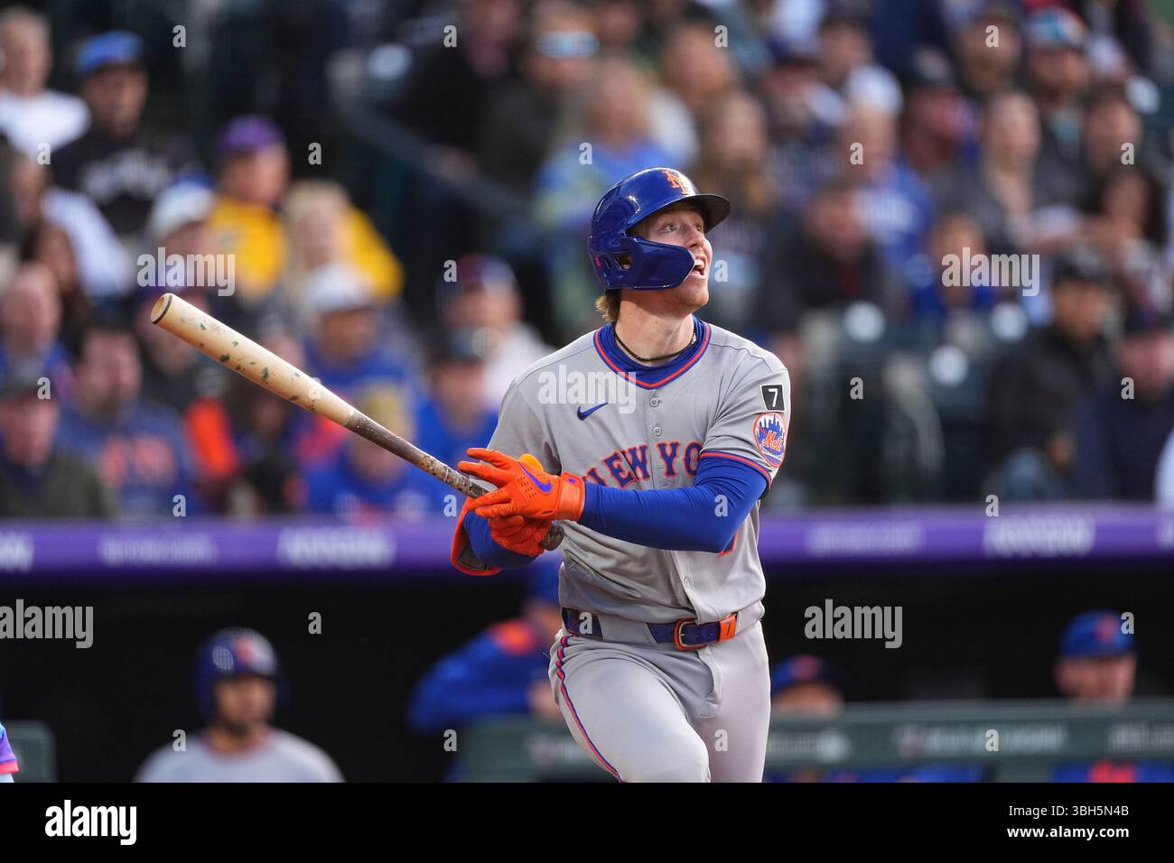 New York Mets third baseman Brett Baty (7) in the second inning of a ...