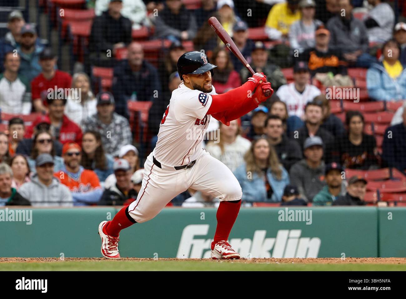 Boston Red Sox's Abraham Toro follows through on a hit against the ...