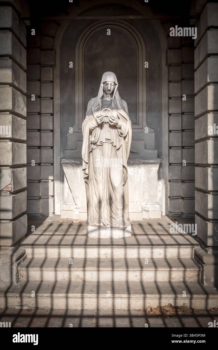Statue of the Madonna. Strong concept of suffering, birth, life and ...