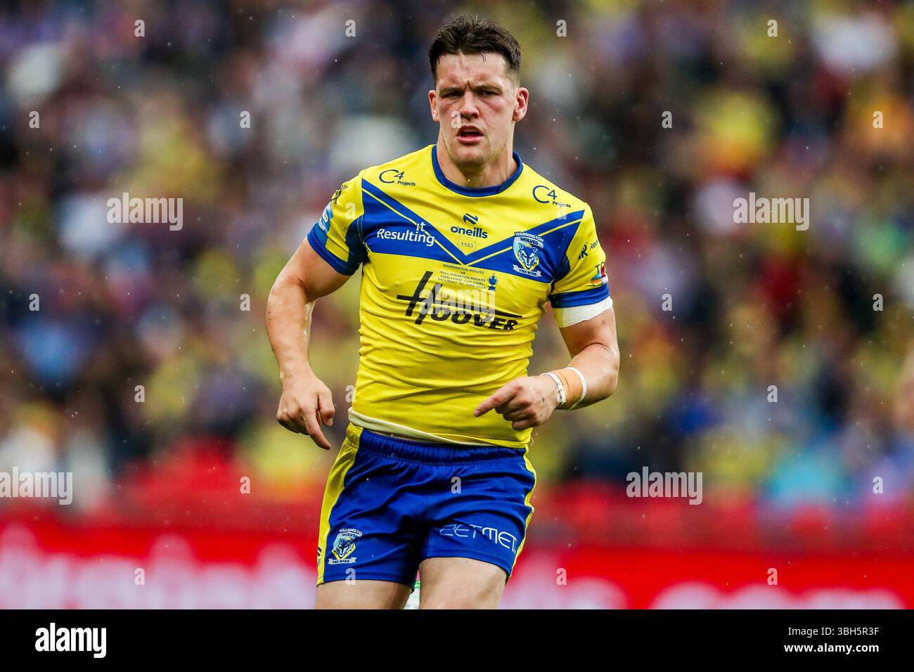 Leon Hayes of Warrington Wolves in action during the Betfred Challenge ...