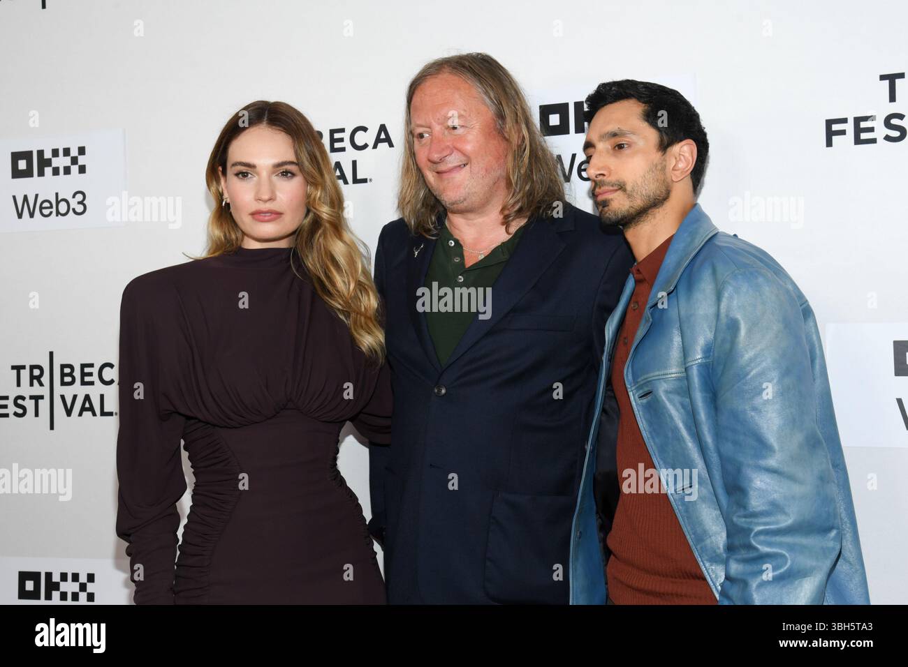 New York, USA. 07th June, 2025. Lily James, David Mackenzie and Riz ...