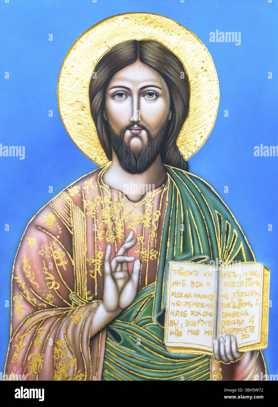 Italy. The icon of Jesus Christ the ruler of the world Pantocrator ...