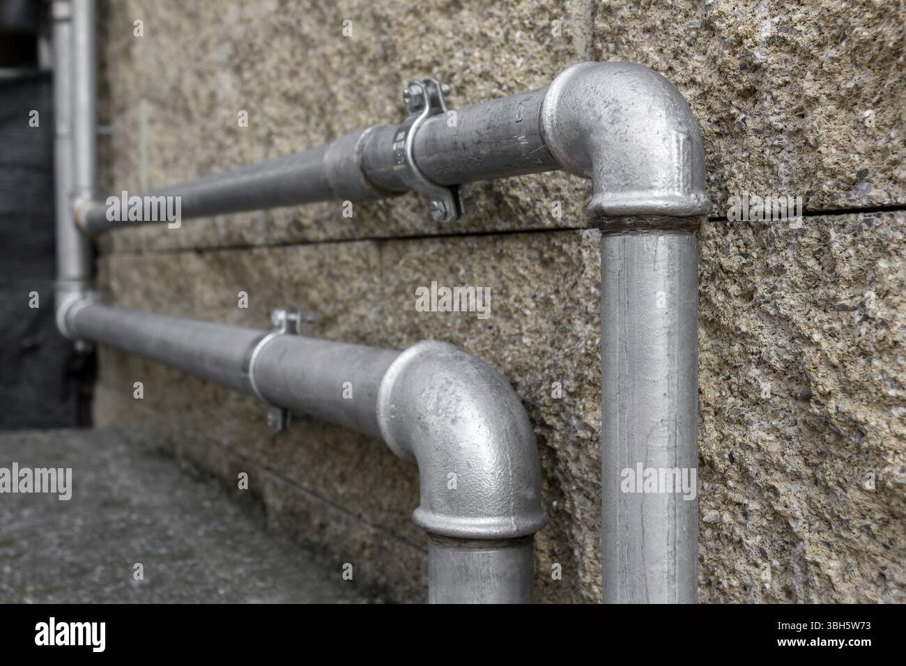 Pipes of a external heating system for distribution domestic gas Stock ...