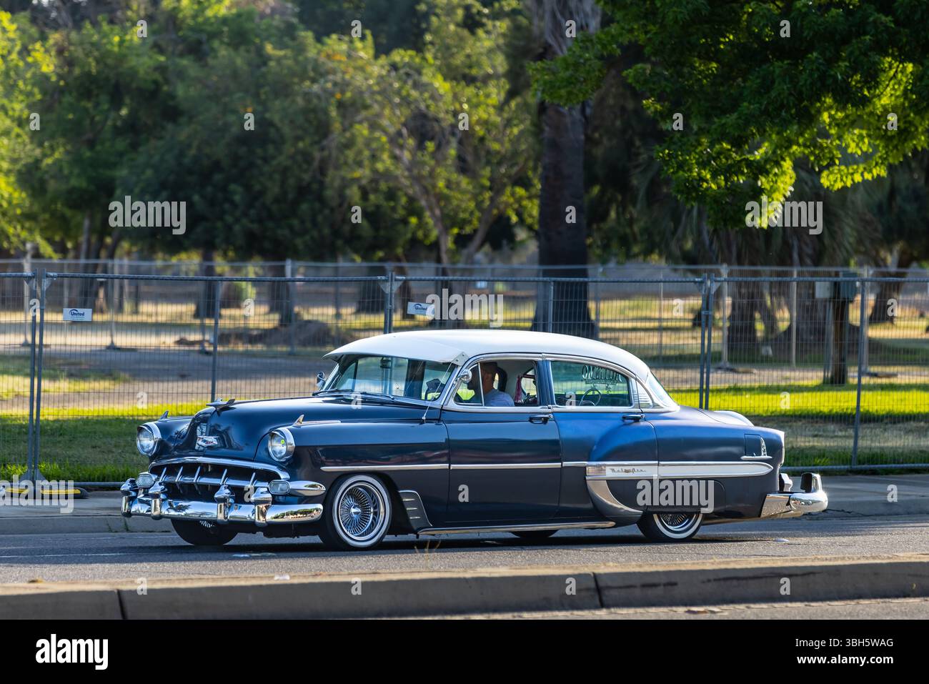 A 1954 Chevy Bel Air at the 2025 American Graffiti car show and ...