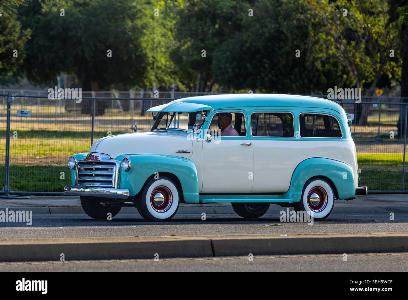 A 1953 GMC Suburban at the 2025 American Graffiti car show and festival ...