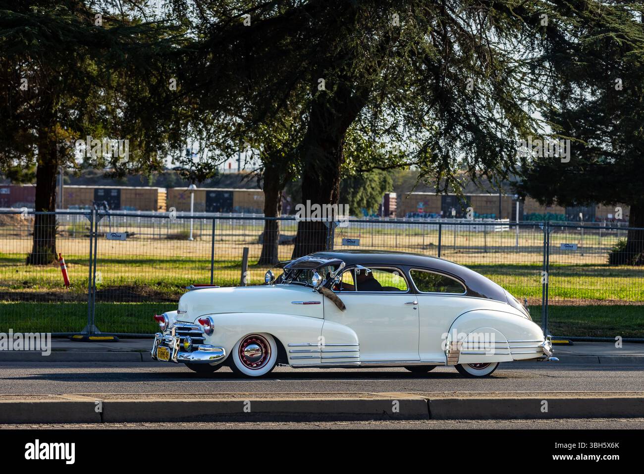 A fancy 1948 Chevy fastback at the 2025 American Graffiti car show and ...