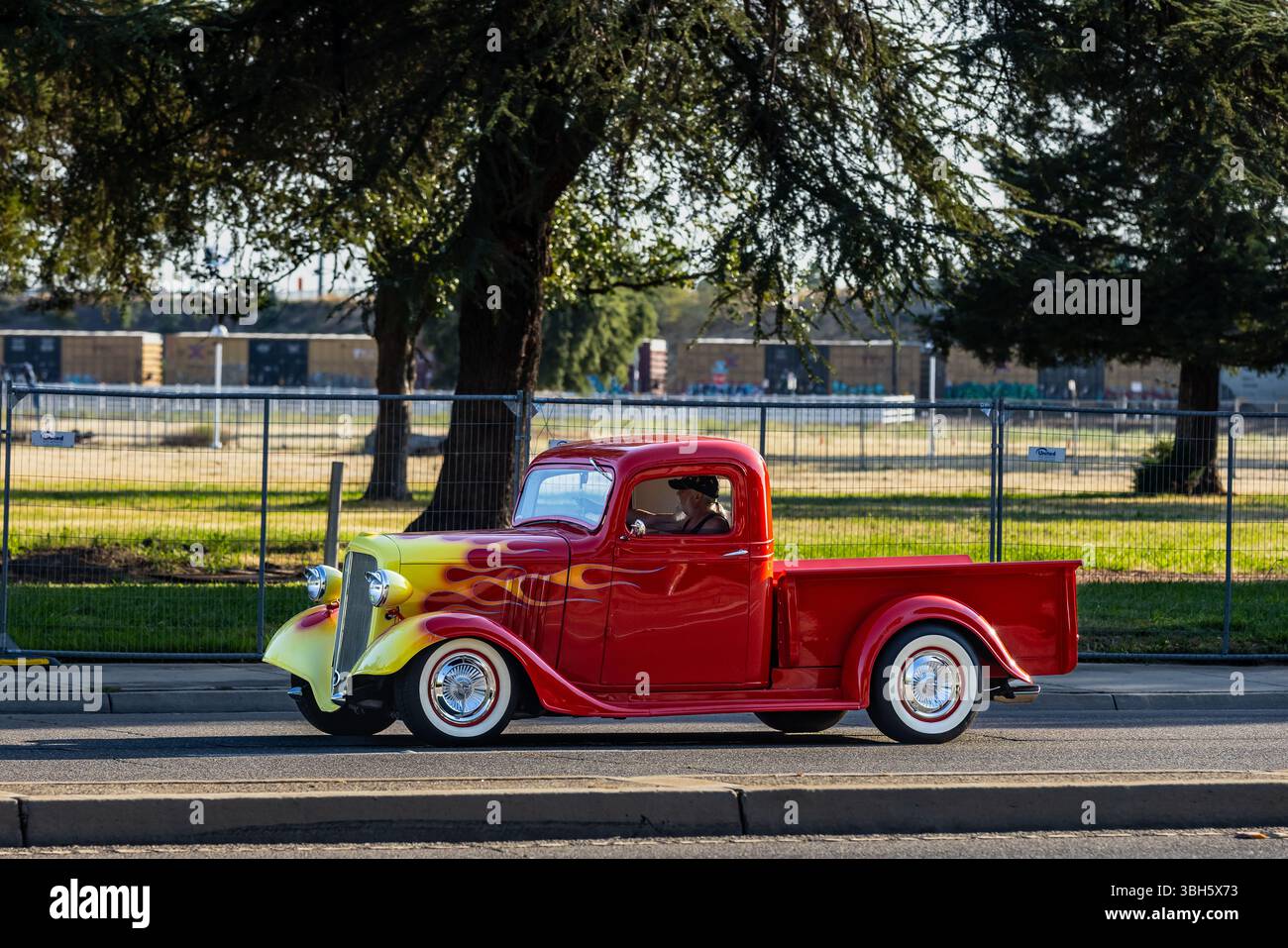 A 1936 Ford truck at the 2025 American Graffiti car show and festival ...