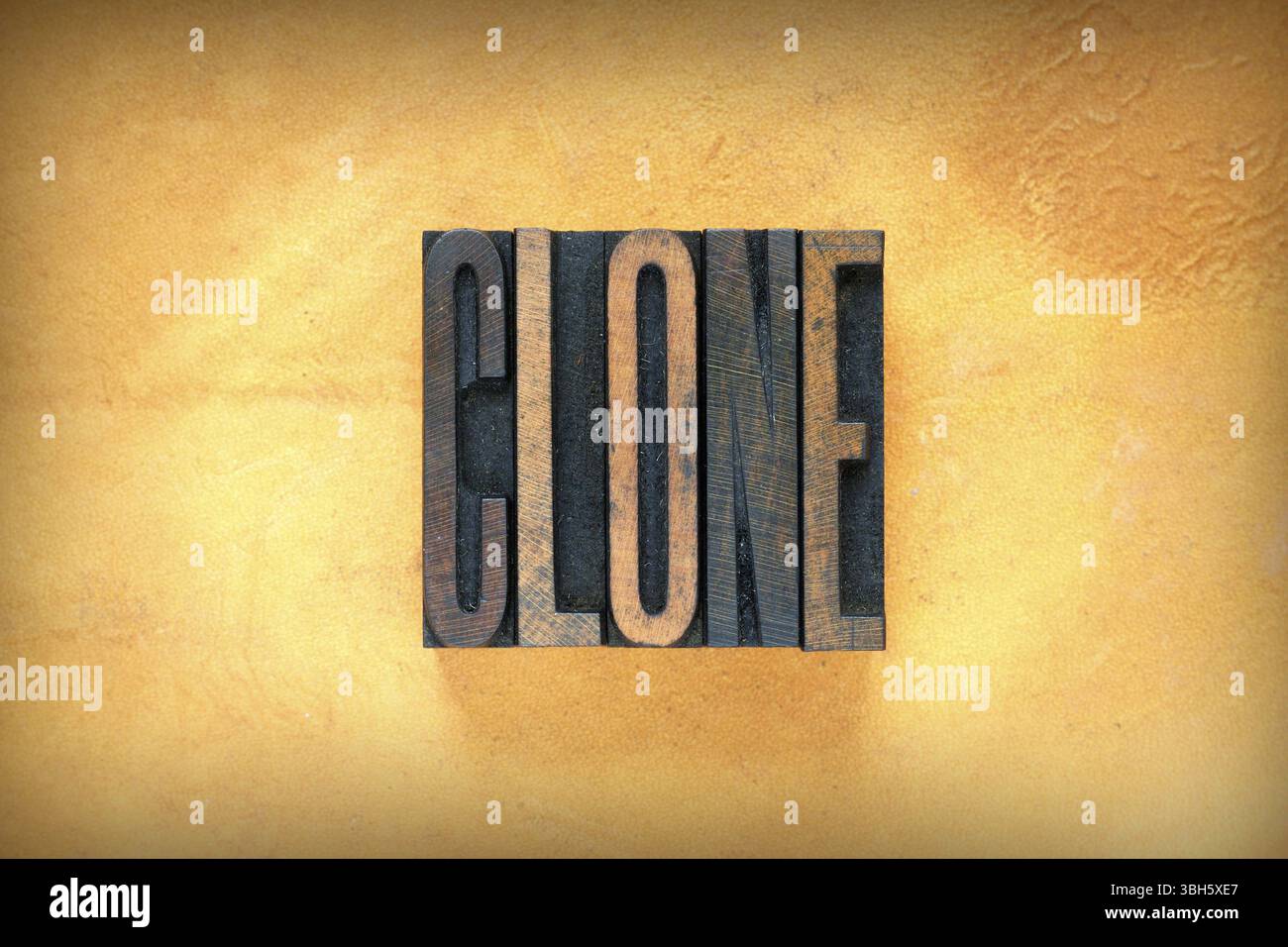 The word CLONE written in vintage letterpress type Stock Photo - Alamy
