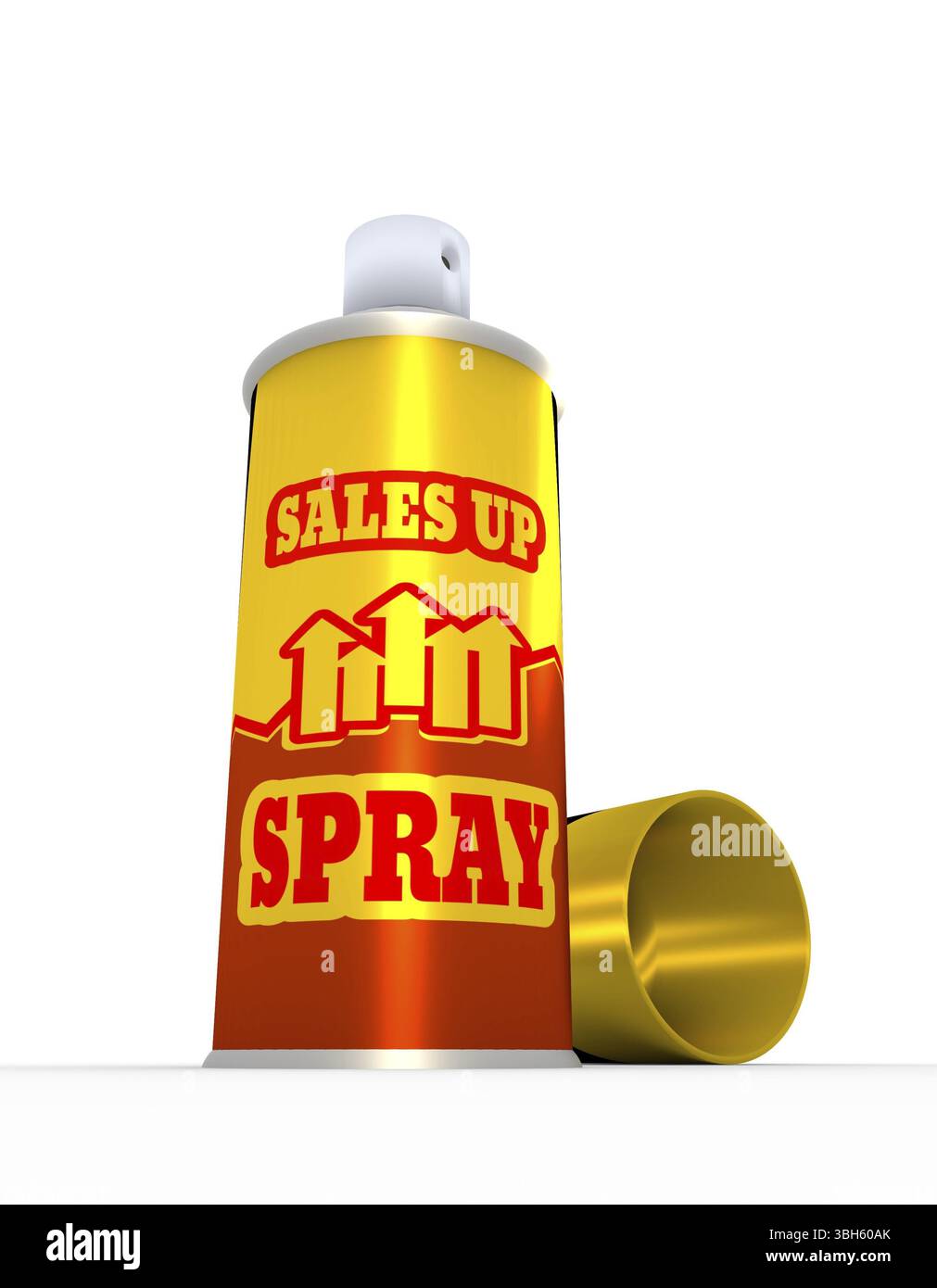 Growing graph on spray bottle label. Sales up text. 3D rendering Stock ...