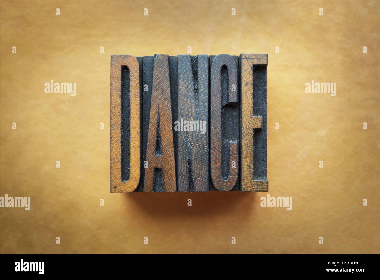 The word DANCE written in vintage letterpress type Stock Photo - Alamy
