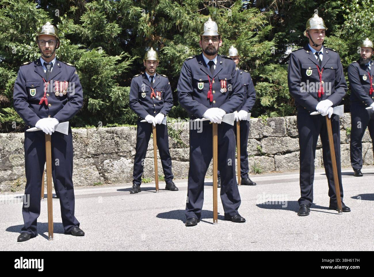 The volunteer fire brigade in Paco de Sousa, Portugal celebrates its ...