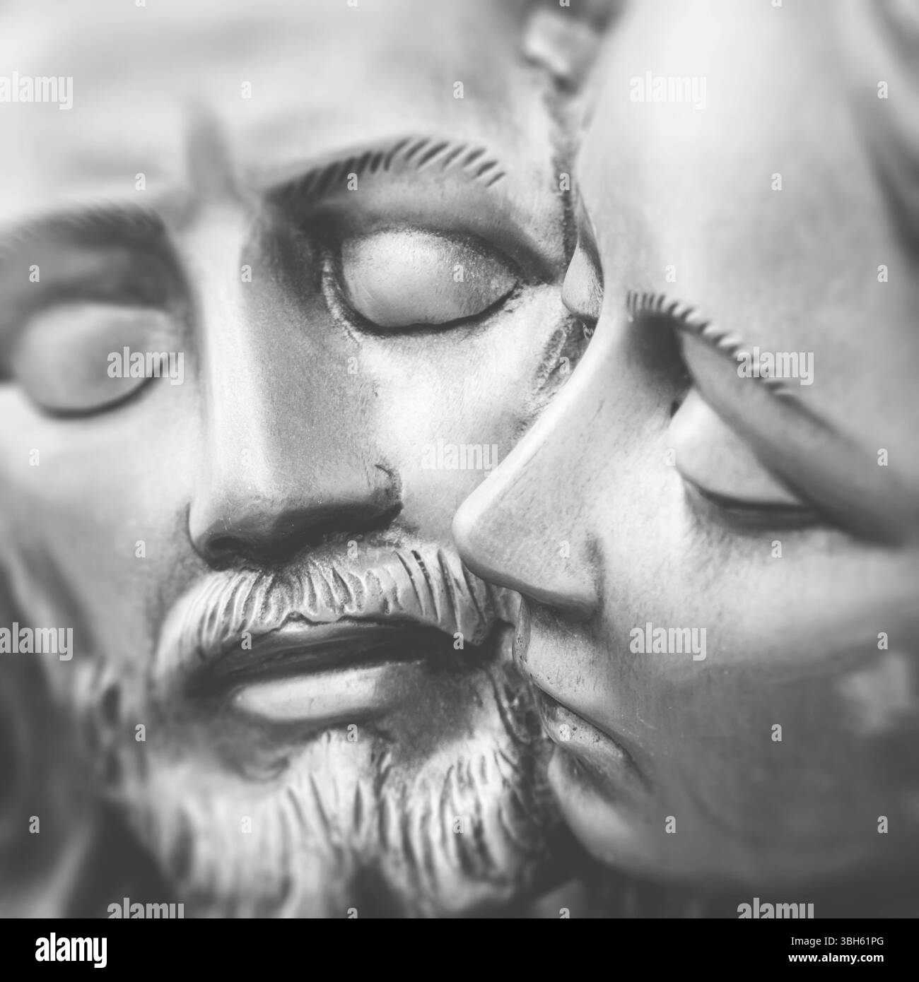 Bas-relief in bronze representing The Pity of Michelangelo. Faces of ...