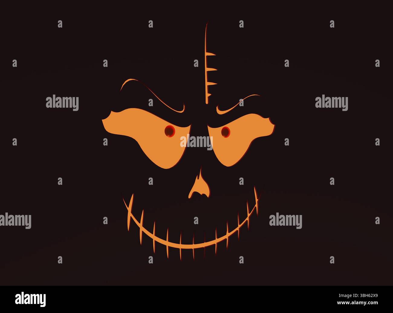 Doodle Skull with Evil Laugh. Simple silhouette. Neon shining. 3D ...