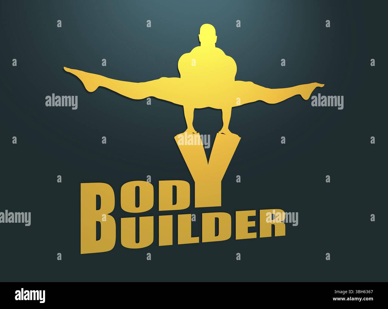 Muscular man posing on bodybuilder word. Cutout silhouette ...