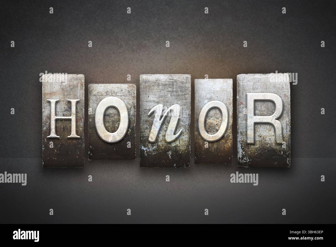 The word HONOR written in vintage letterpress type Stock Photo - Alamy