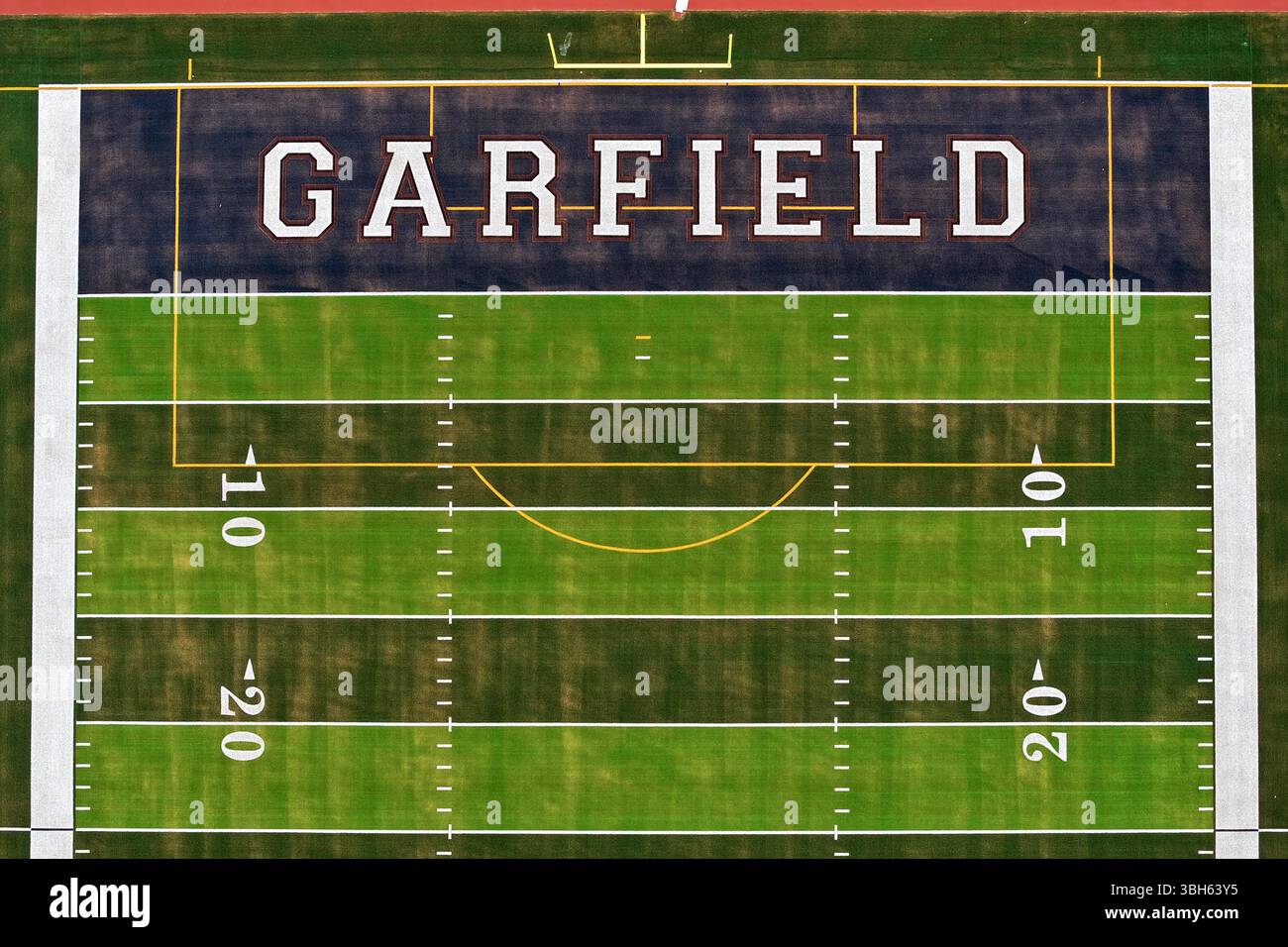 The end zone of the football field at Garfield High School, Saturday ...