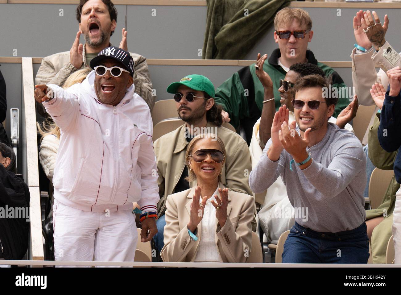 Spike Lee, Tonya Lewis Lee and Cooper Koch attend the Roland Garros ...