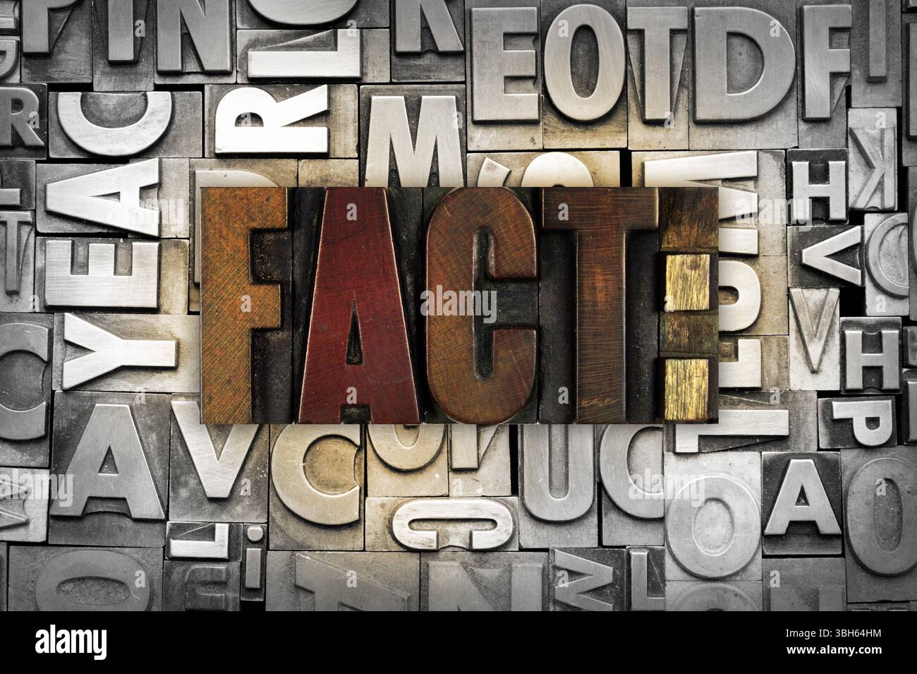 The word FACT written in vintage letterpress type Stock Photo - Alamy