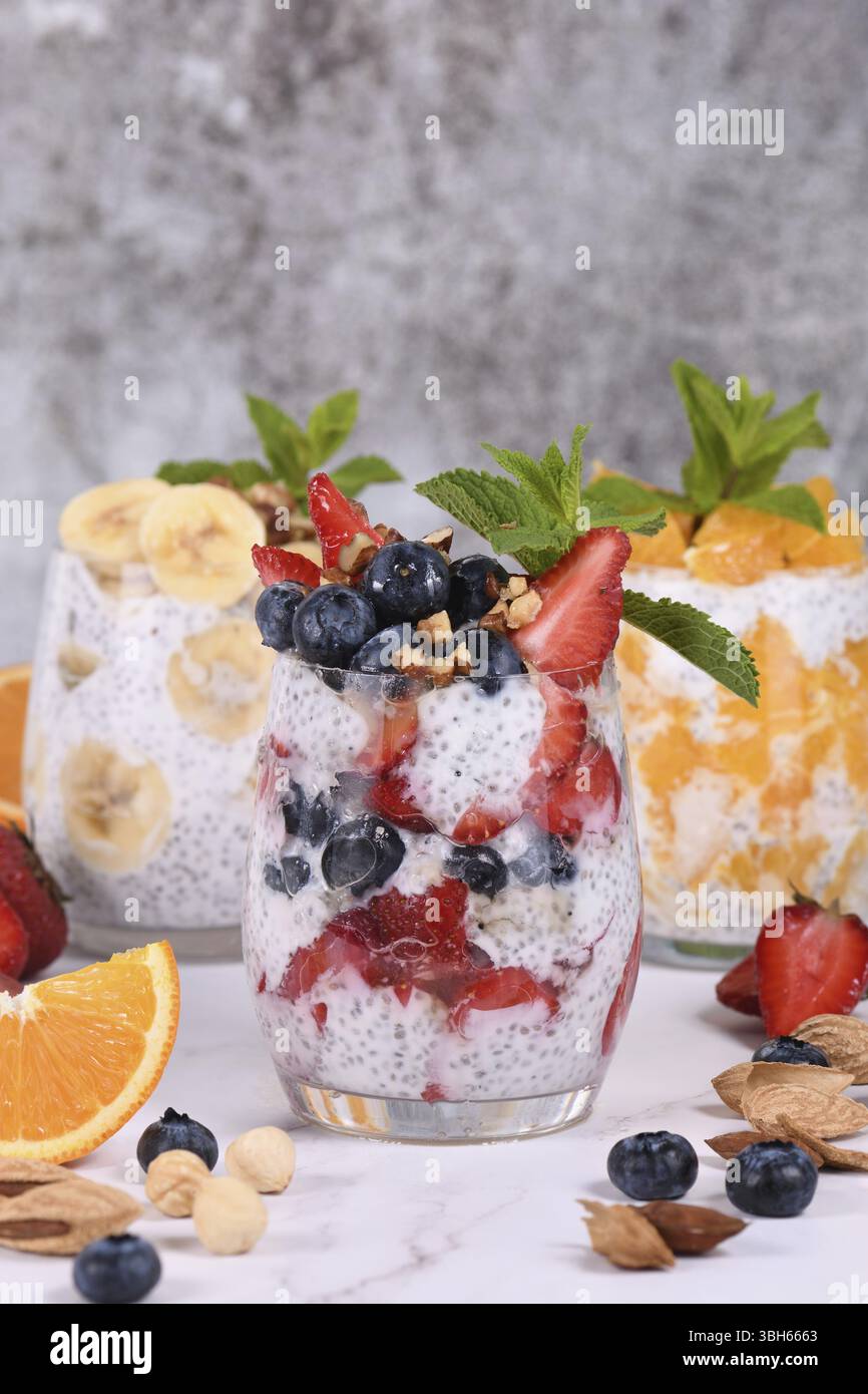 This Chia Pudding is made with Greek Yogurt and pieces of fruit and ...