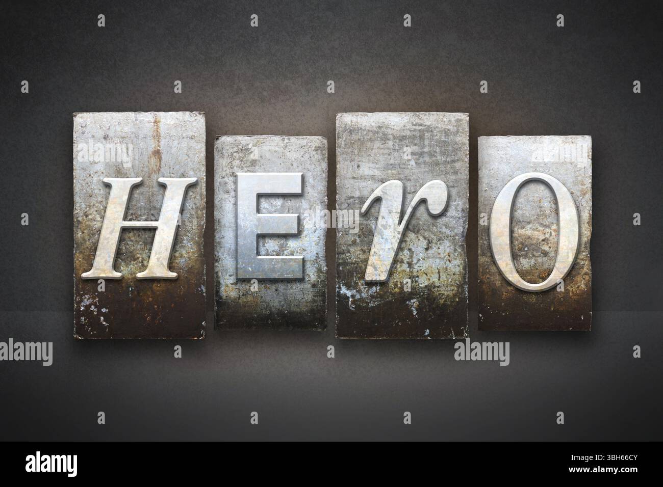 The word HERO written in vintage letterpress type Stock Photo - Alamy