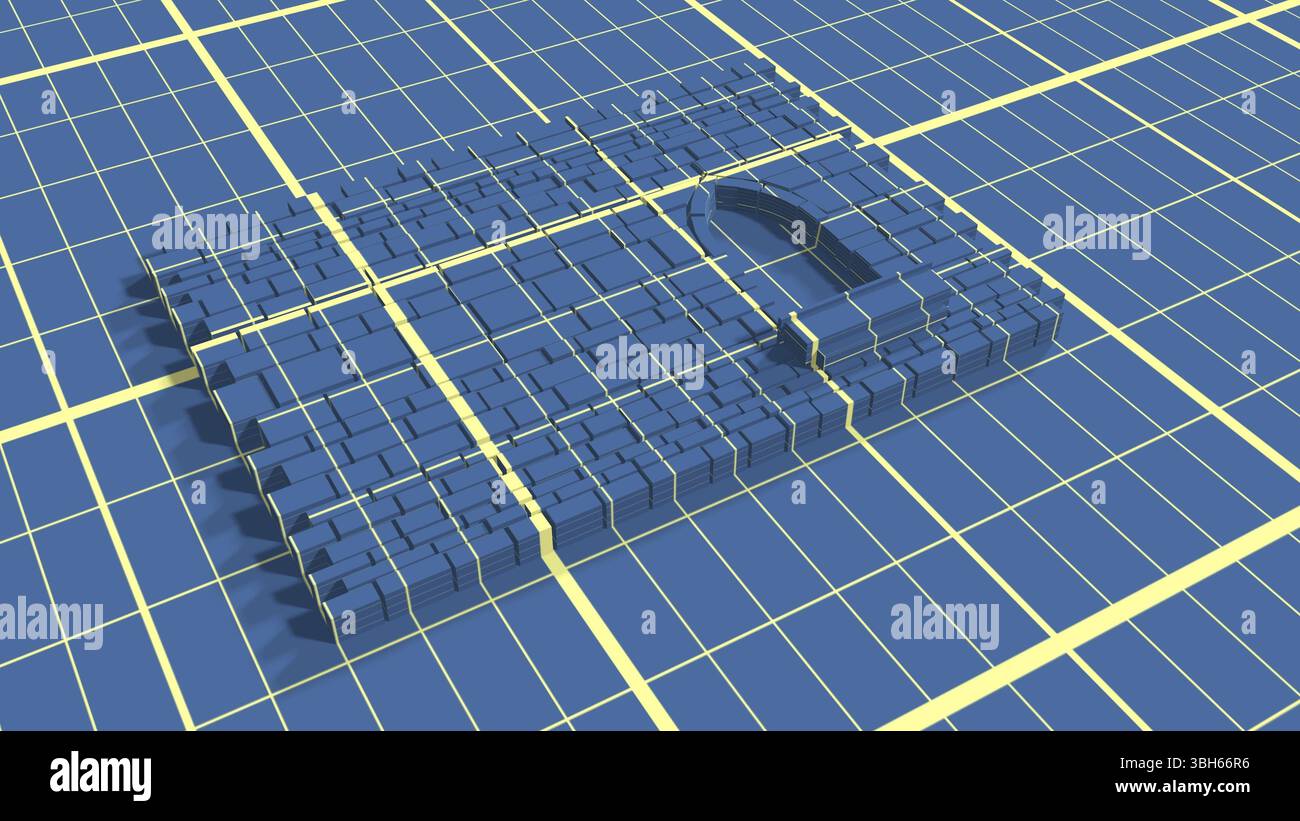 Plan net textured part of the castle wall on blueprint draft page ...