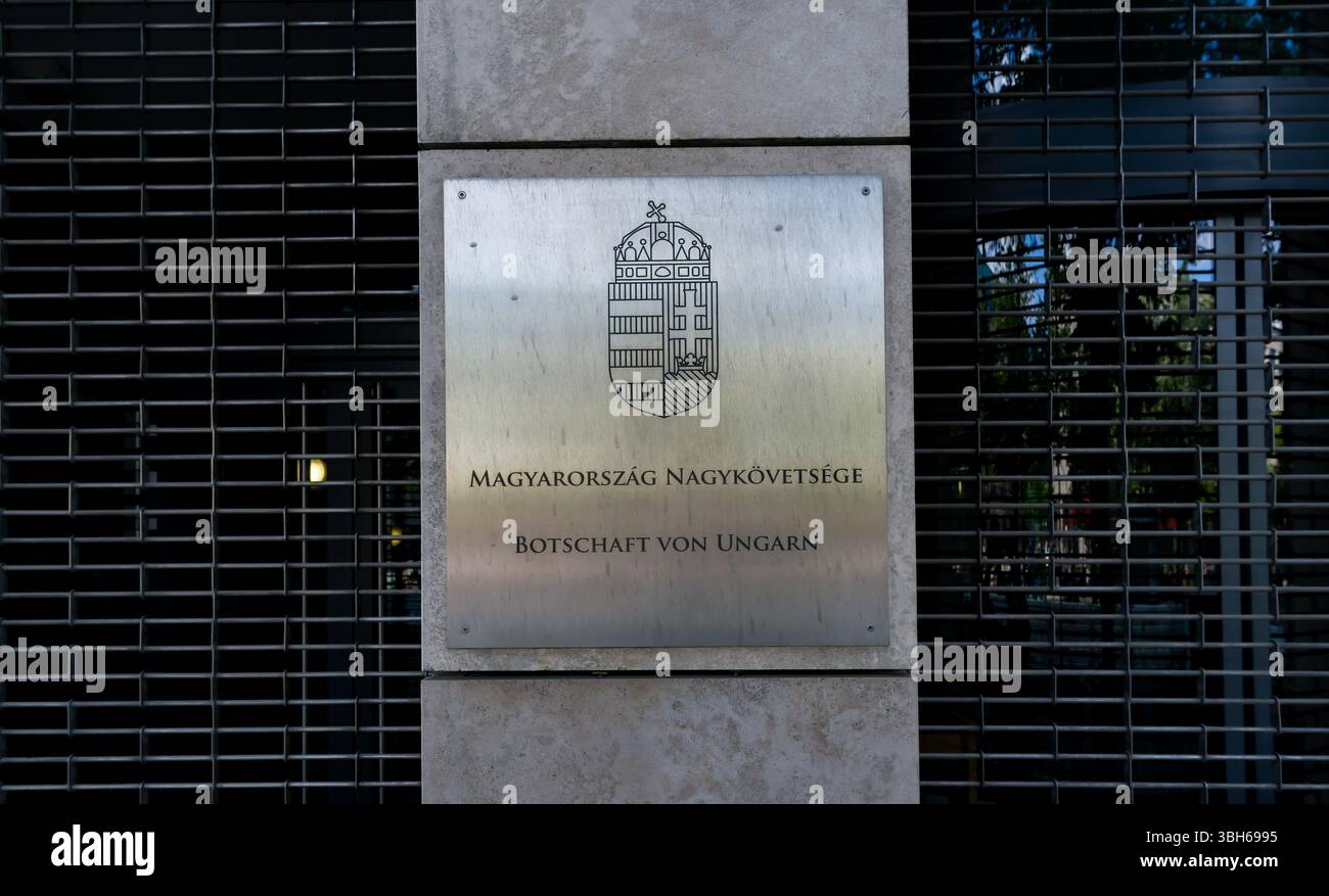 Entrance plaque of the Hungarian Embassy Consular Section in Berlin ...