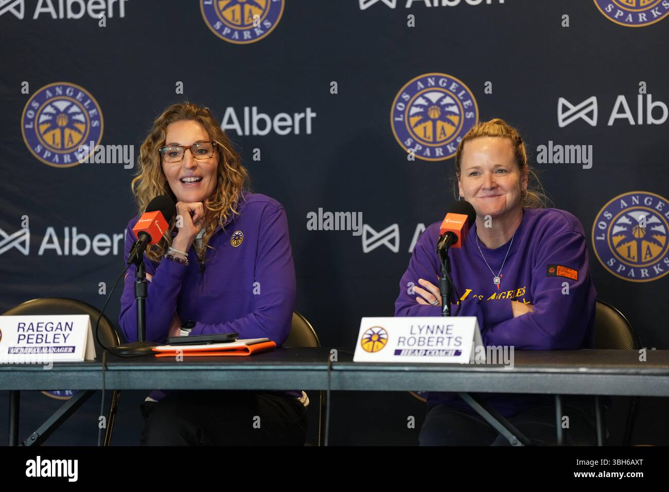 LA Sparks general manager Raegan Pebley (left) and coach Lynne Roberts ...
