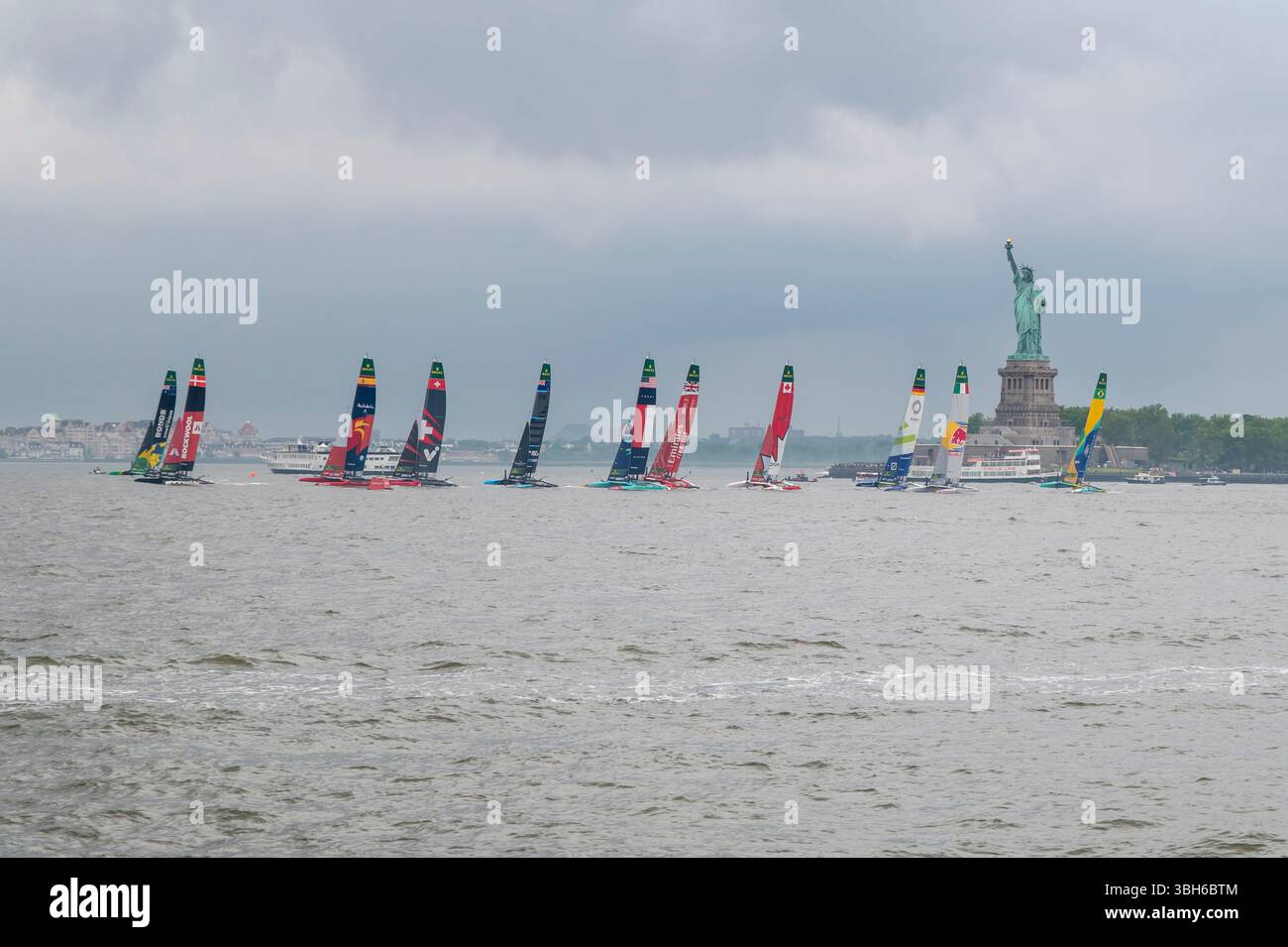 NEW YORK, NEW YORK - JUNE 07: A general view of SailGP boats at start ...