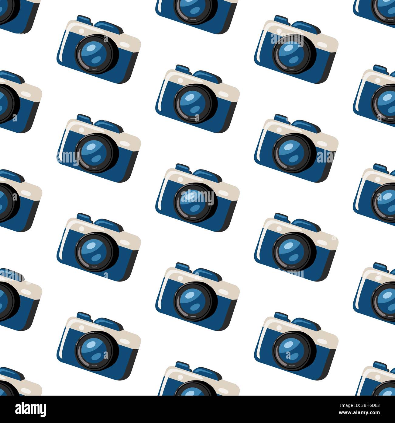 Seamless summer pattern with cartoon photo camera. Cartoon vector ...