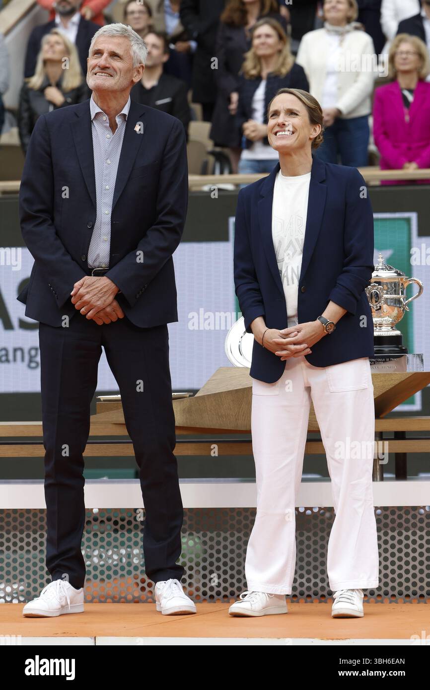 President of French Tennis Federation FFT Gilles Moretton, Justine ...