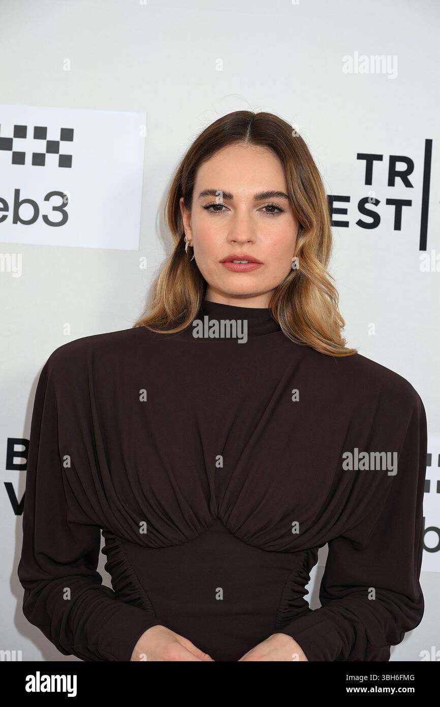 Lily James in Stella McCartney dress attends the "Relay" US Premiere at ...