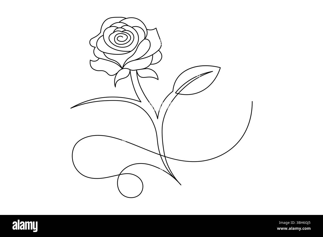 Rose Flower Continuous Line Drawing Elegant One Line Art of a ...