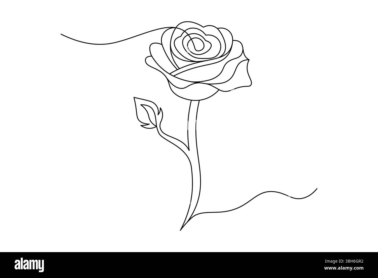 Rose Flower Continuous Line Drawing Elegant One Line Art of a Minimalist Rose. vector Stock ...