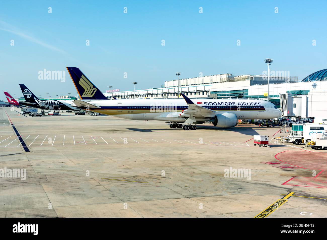Singapore Airbus A350 aircraft at gate, Jewel Changi Airport, Changi ...