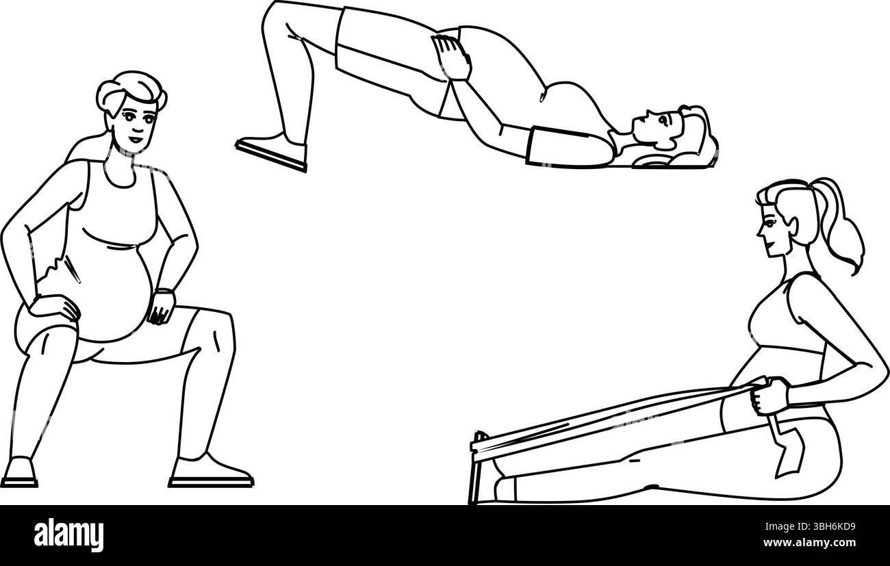 balance pregnant fitness exercises vector Stock Vector Image & Art - Alamy