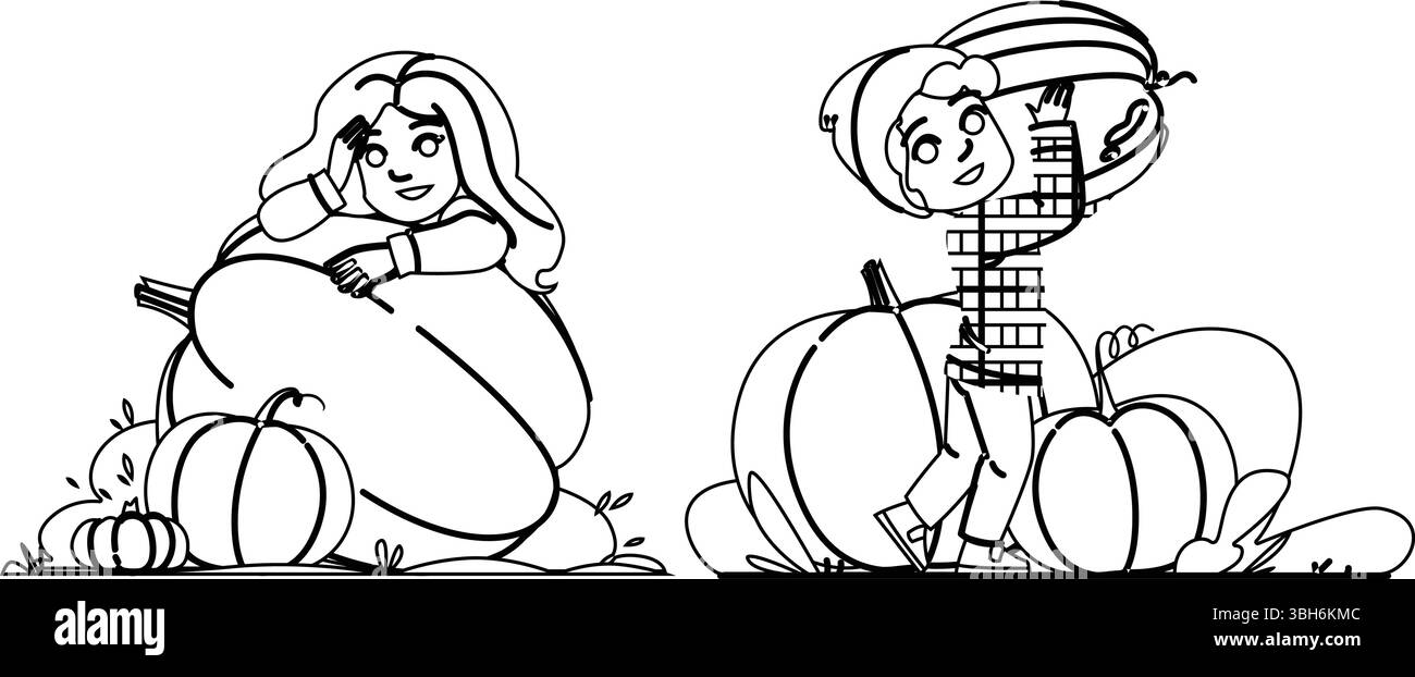 family pumpkin patch kid vector Stock Vector Image & Art - Alamy